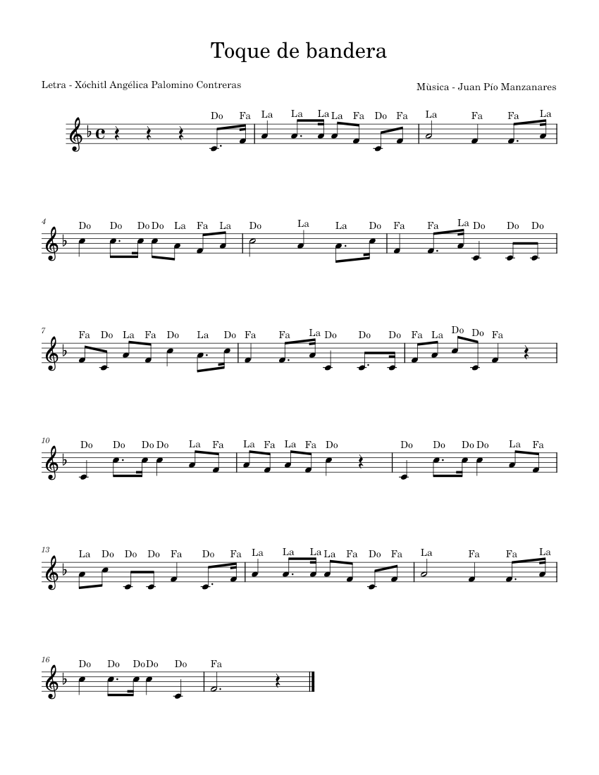 Toque de Bandera – Juan Pío Manzanares Toque de bandera Sheet music for ...
