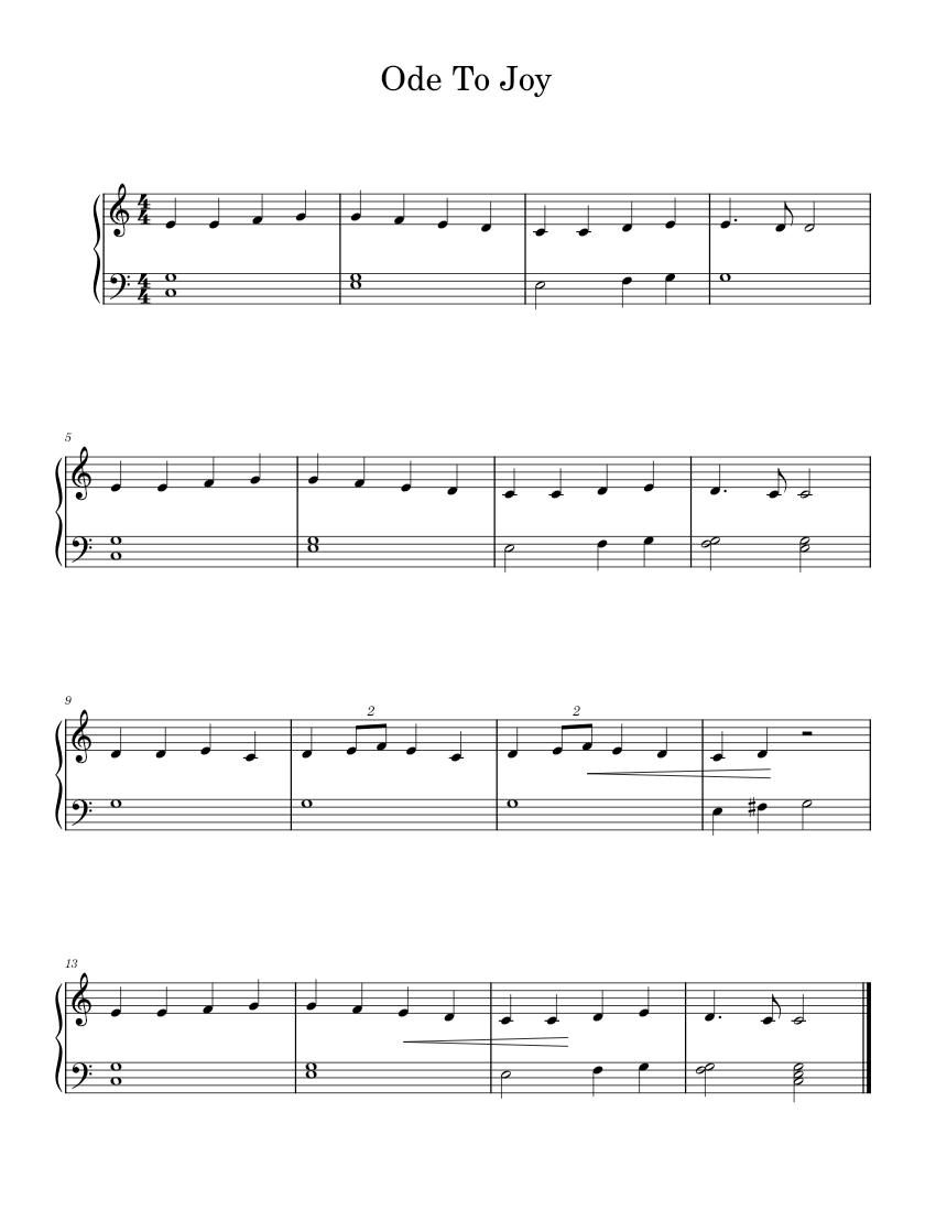 Ode to Joy Sheet Music for Piano (Solo) Easy | MuseScore.com