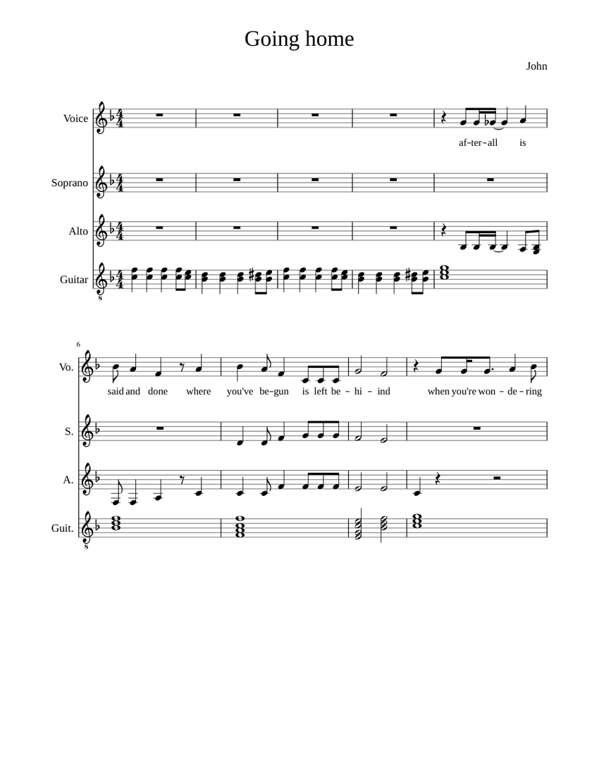 Going home Sheet music for Guitar, Voice (other) (Mixed Duet ...