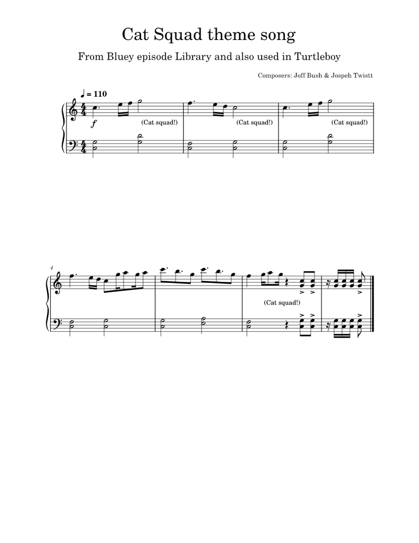 Cat Squad theme song – by Joff Bush, Joseph Twist Cat Squad theme song ...