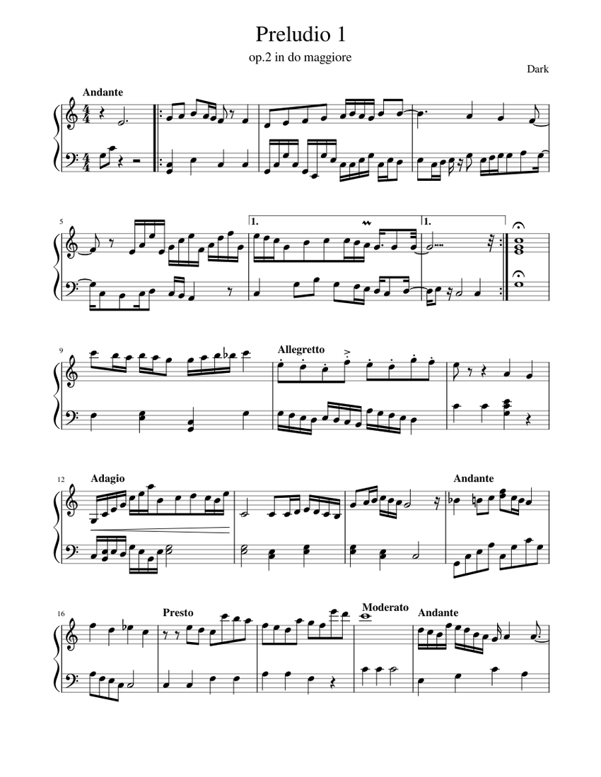 Preludio 1 Sheet music for Piano (Solo) | Musescore.com