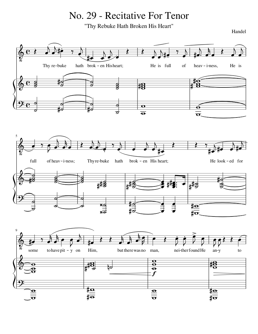 Recitative for Tenor Sheet music for Piano, Vocals (Piano-Voice ...