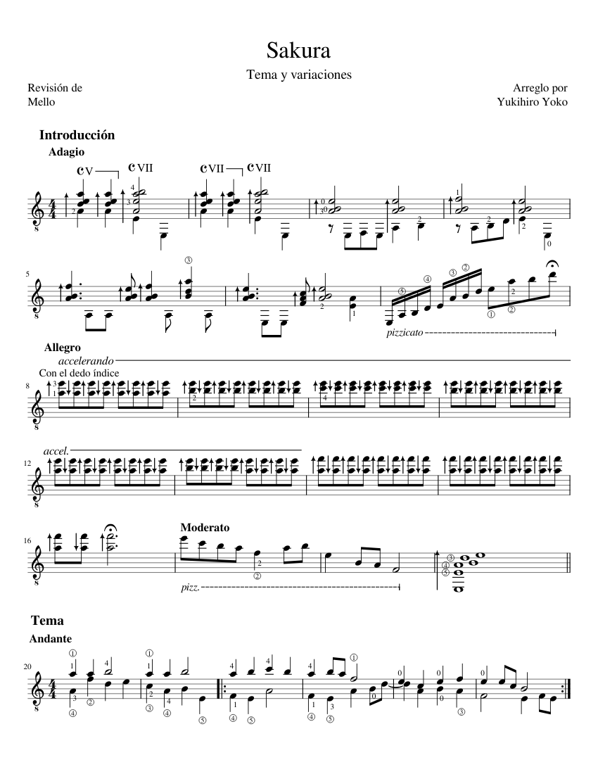 Yukihiro Yoko - Sakura Sheet music for Guitar (Solo) | Musescore.com