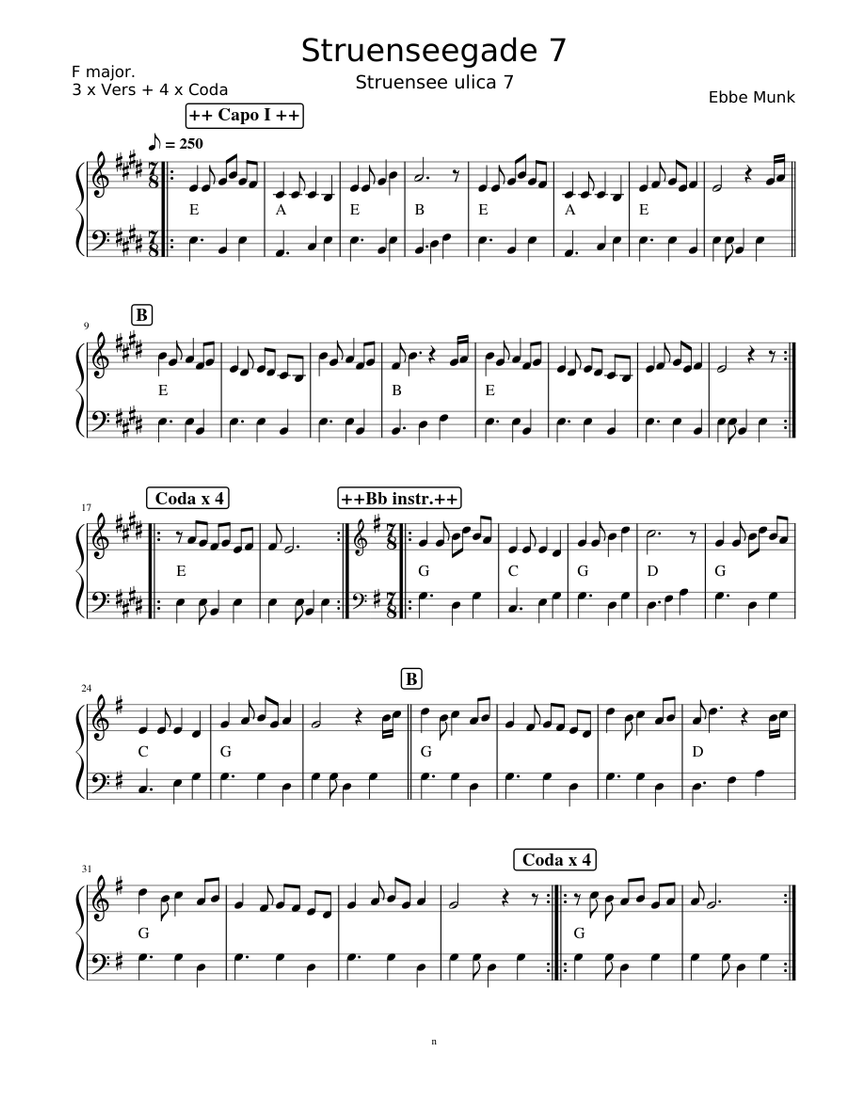 Struenseegade 7 - Ebbe Munk Sheet music for Piano (Mixed Ensemble) Easy ...