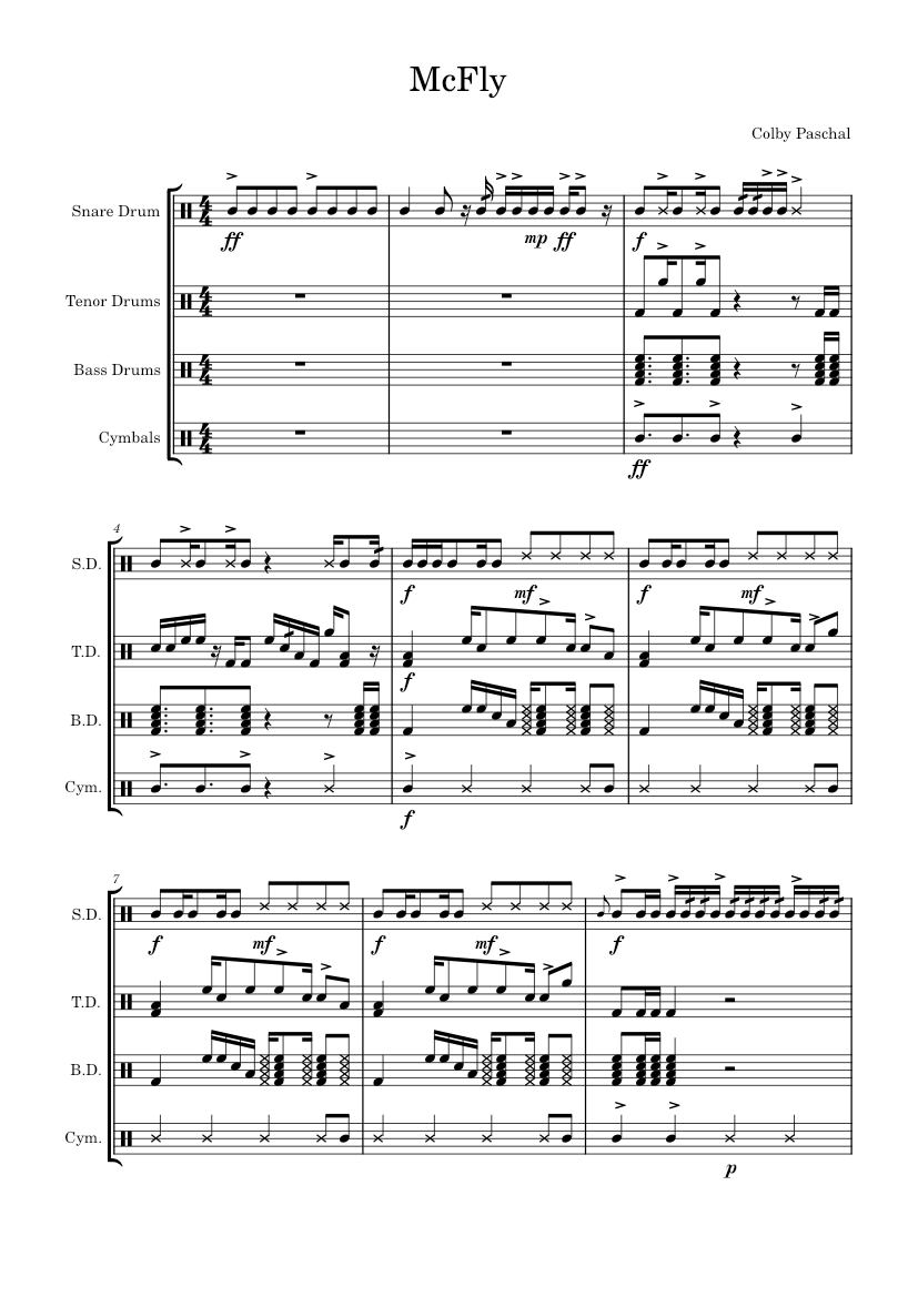 McFly - Colby Paschal Sheet music for Snare drum, Crash, Tenor drum ...