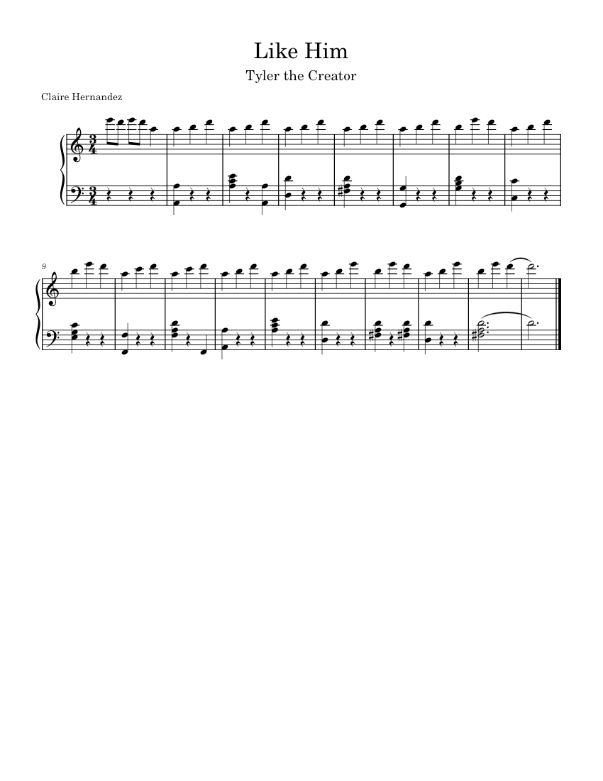 Like Him Sheet Music for Piano (Solo) Easy | MuseScore.com
