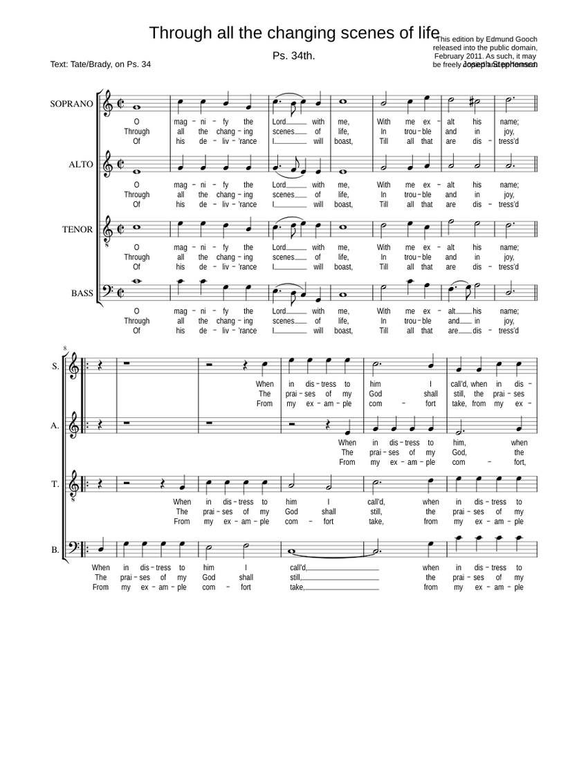 Through all the changing scenes of life - Joseph Stephenson Sheet music ...