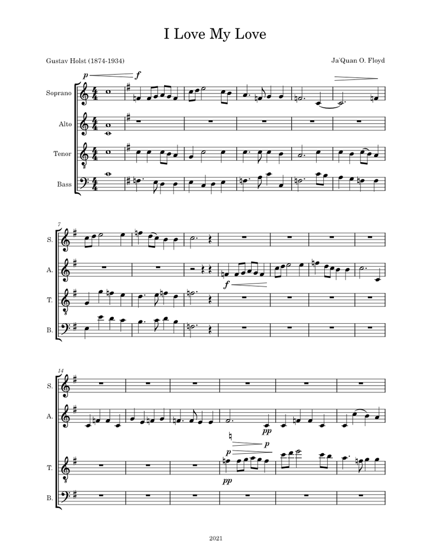 I Love My Love Sheet music for Soprano, Alto, Tenor, Bass voice (SATB ...