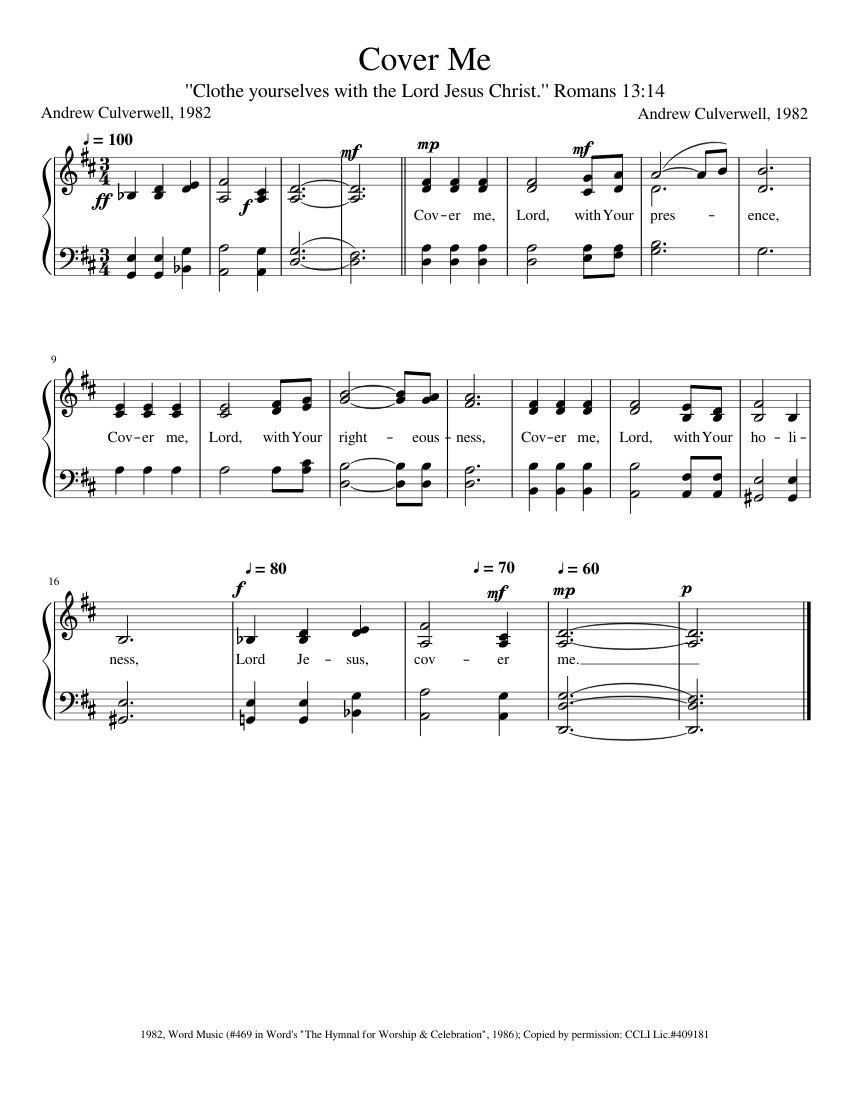 Cover Me Sheet music for Piano (Solo) Easy | Musescore.com