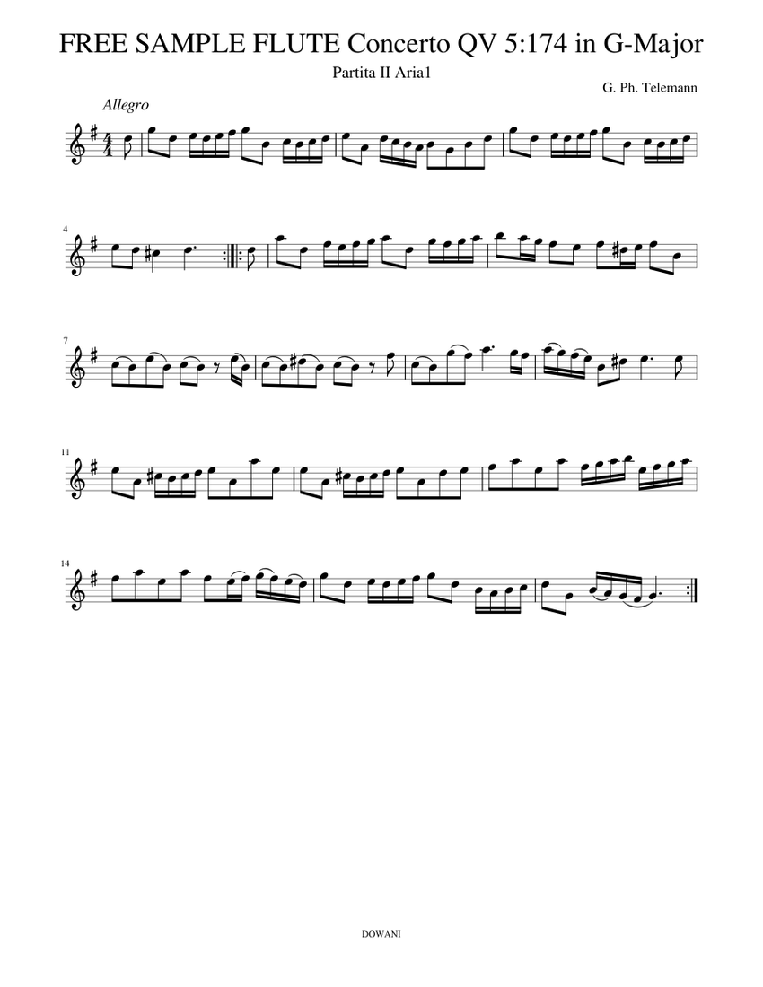 FREE SAMPLE FLUTE Concerto QV 5:174 in G-Major Sheet music for Flute ...