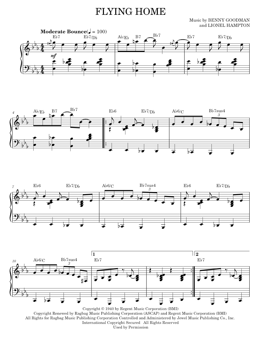 Flying Home Sheet music for Piano: Music Notes