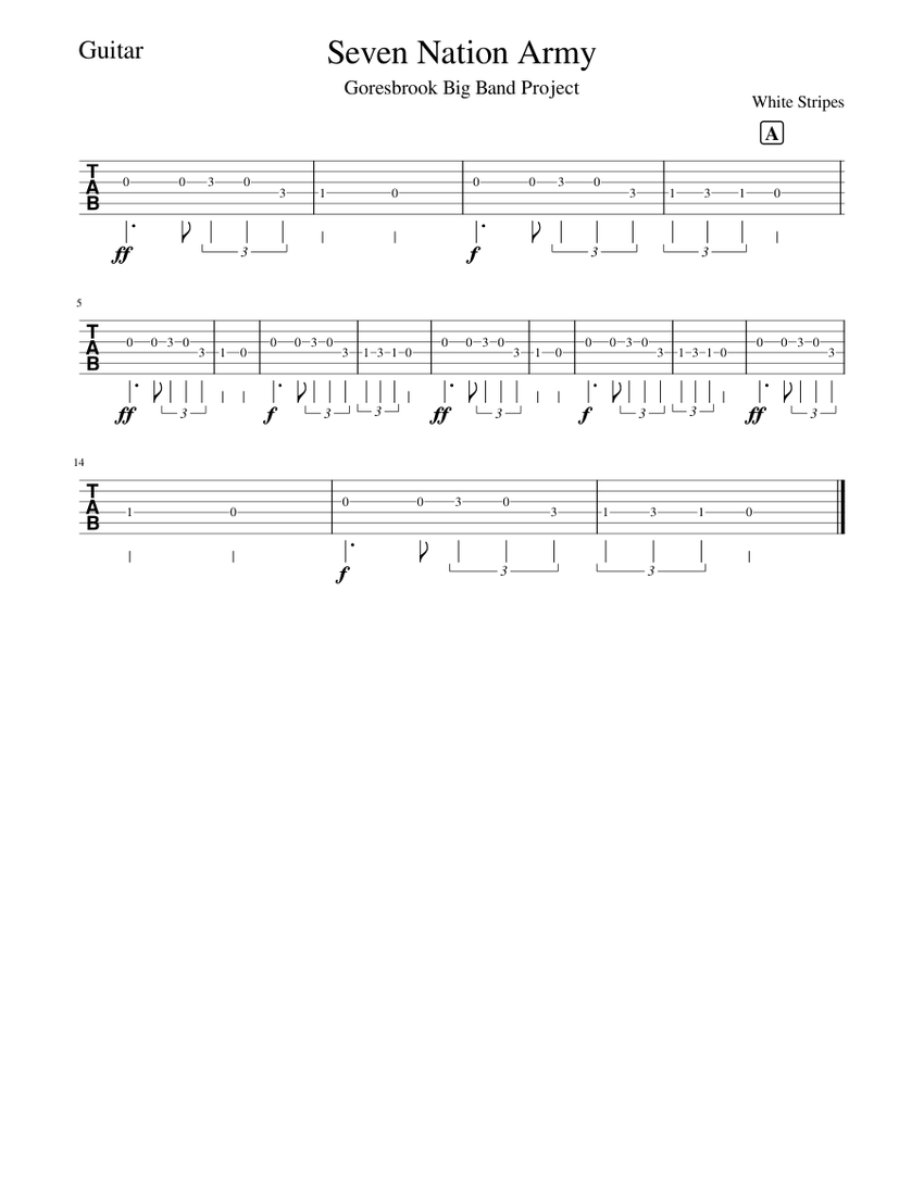 Seven Nation Army-Guitar Sheet music for Guitar (Solo) | Download and ...