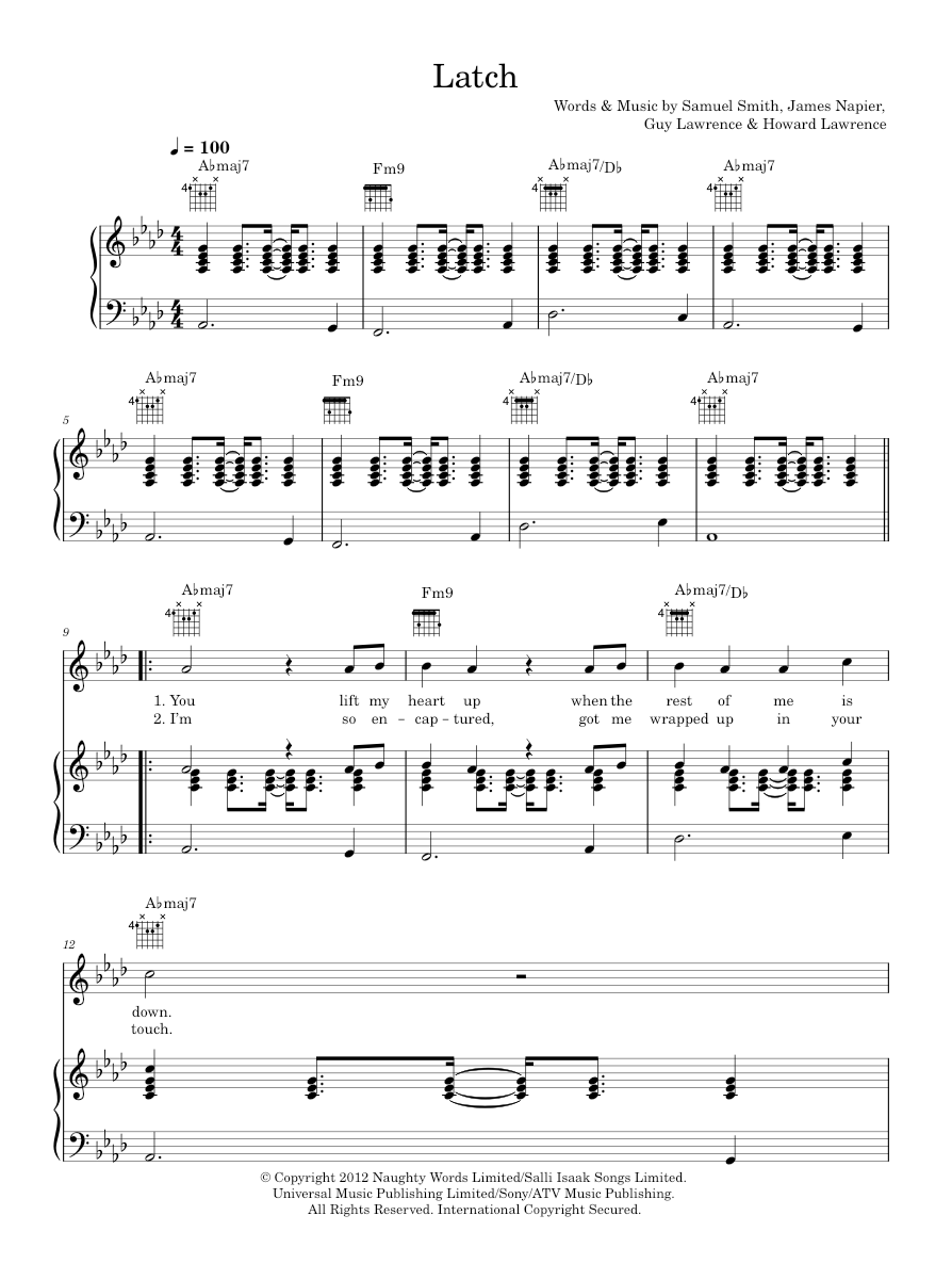Latch (Acoustic) Sheet music for Piano, Vocals by Sam Smith: Music ...