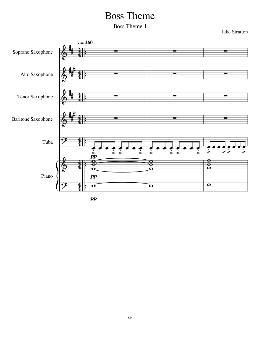 Boss Theme Sheet music for Piano, Saxophone (Alto), Tuba, Saxophone (Tenor) & more instruments ...