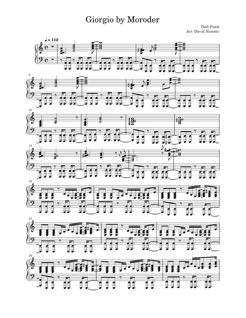 Giorgio By Moroder – Daft Punk (arr. piano) Sheet music for Piano (Solo ...