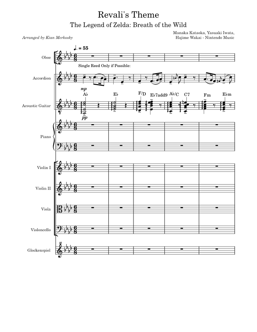 Revali's Theme – Breath of the Wild Sheet music for Piano, Accordion, Oboe, Glockenspiel & more ...