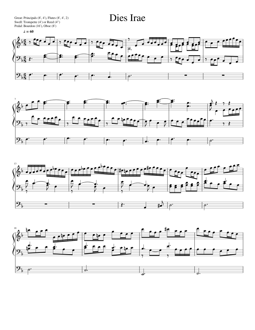 Dies Irae Sheet music for Organ (Solo) | Musescore.com