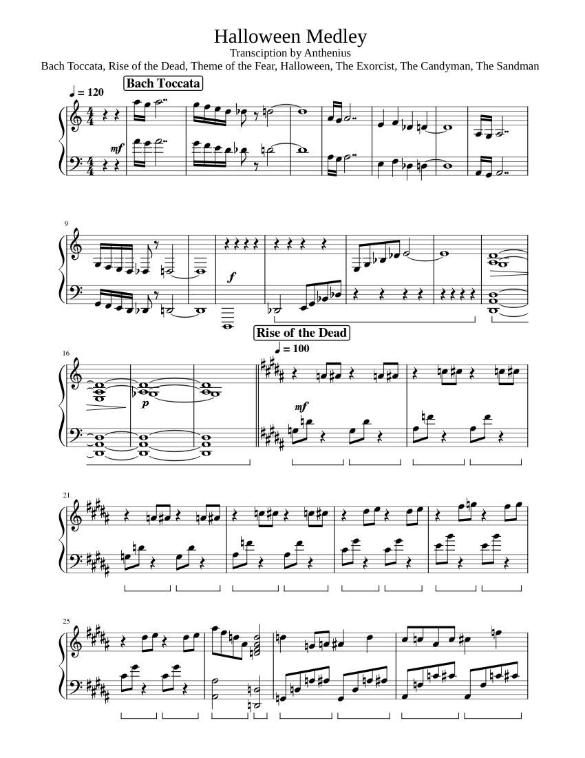 Halloween Medley Sheet music for Piano (Solo) | Musescore.com
