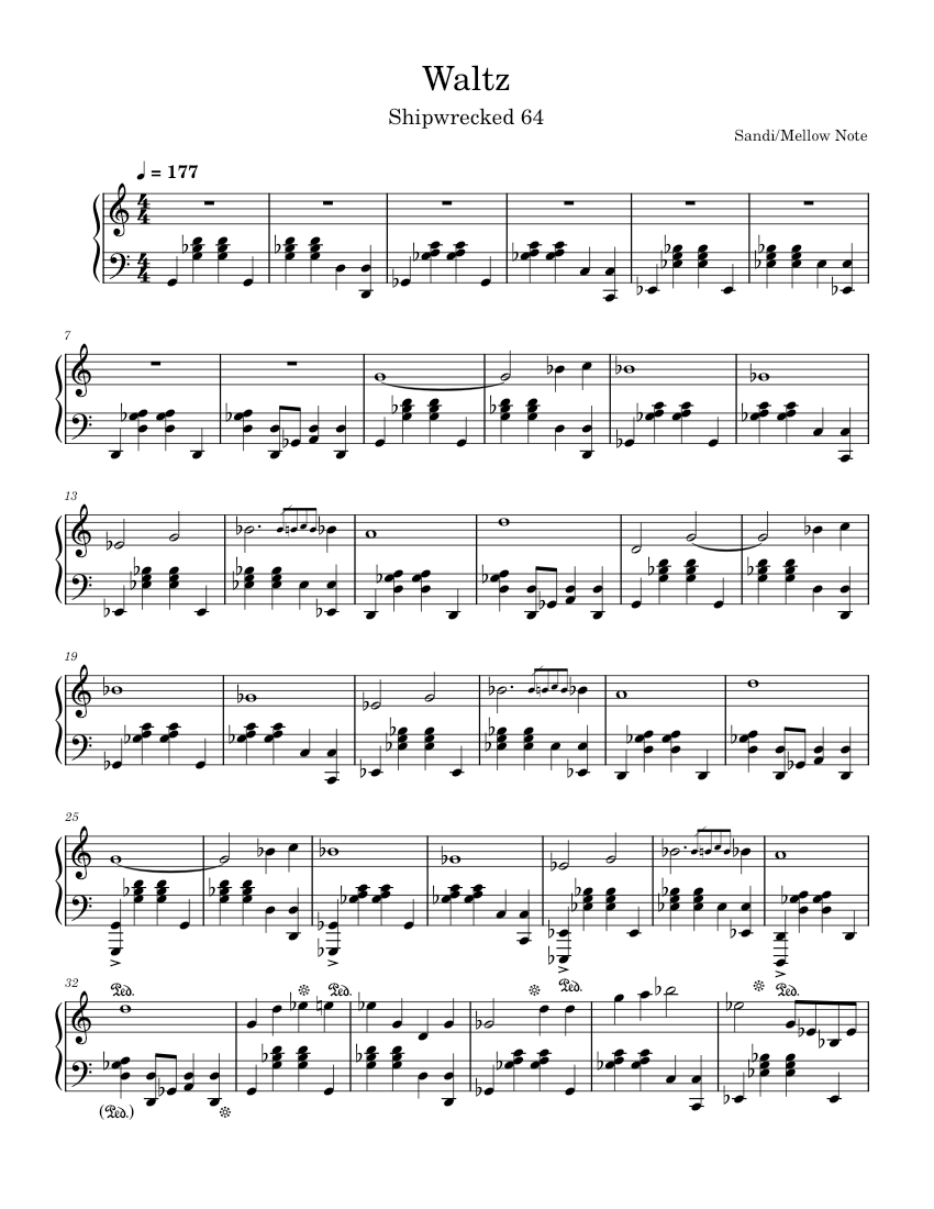 Waltz – Shipwrecked 64 (Piano Solo) Sheet Music for Piano (Solo ...
