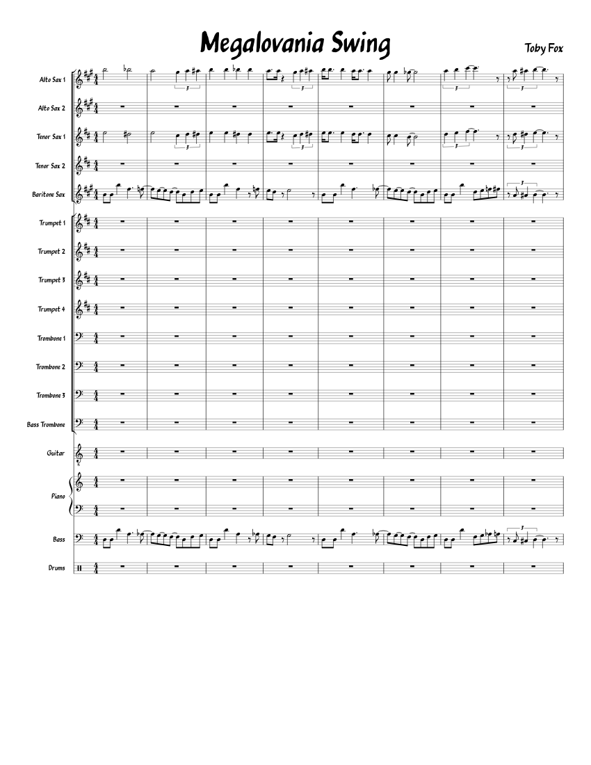Megalovania Swing Sheet music for Piano, Trombone, Saxophone alto, Saxophone tenor & more ...