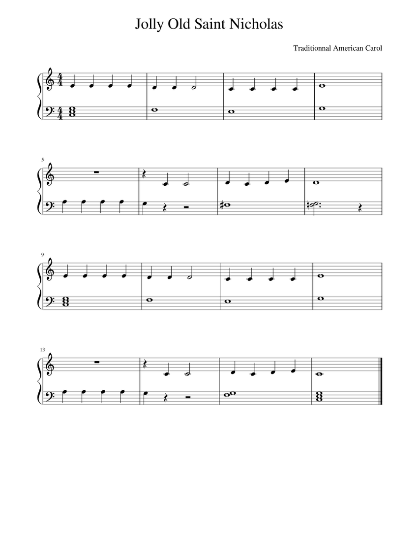 Jolly_Old_Saint_Nicholas.2 Sheet music for Piano (Solo) Easy ...