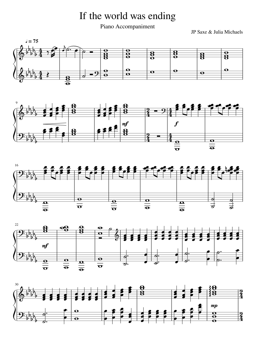 If The World Was Ending Sheet music for Piano (Solo) Easy | Musescore.com