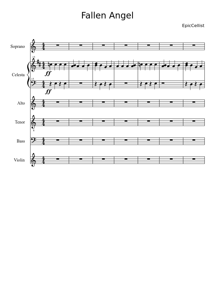 Fallen Angel Sheet music for Violin, Bass guitar (Mixed Duet) | Musescore.com