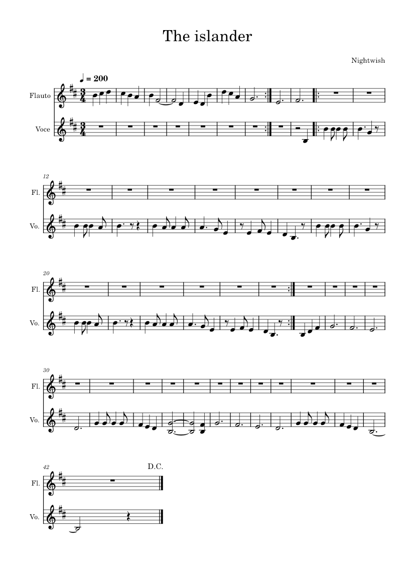The islander – Nightwish Sheet Music for Vocals, Flute (Solo ...