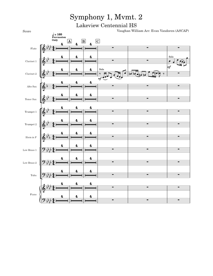 Symphony 1, Mvmt._2 - LCHS Marching Show (Winds Only) - piano tutorial