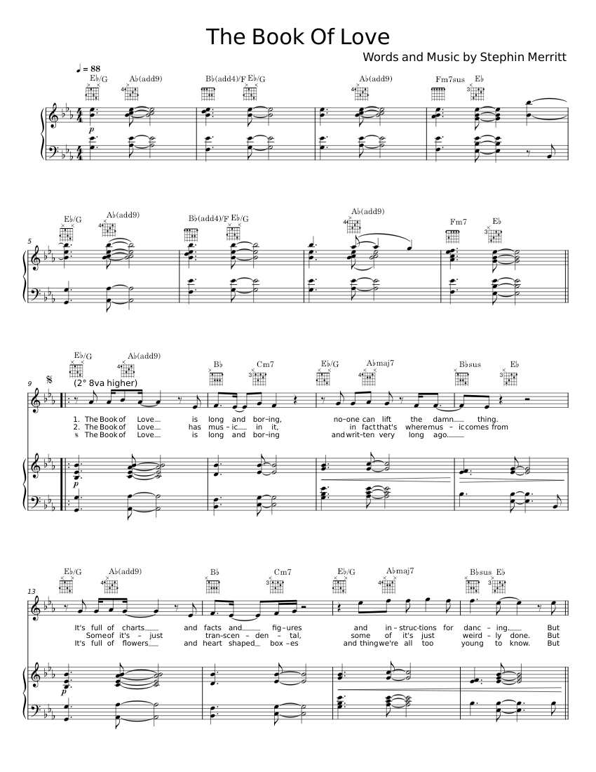 The Book of Love - Stephin Merritt Sheet music for Piano, Synthesizer ...