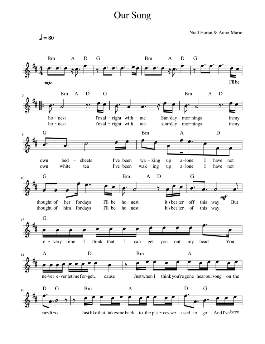 Our Song Sheet music for Piano (Solo) Easy | Musescore.com