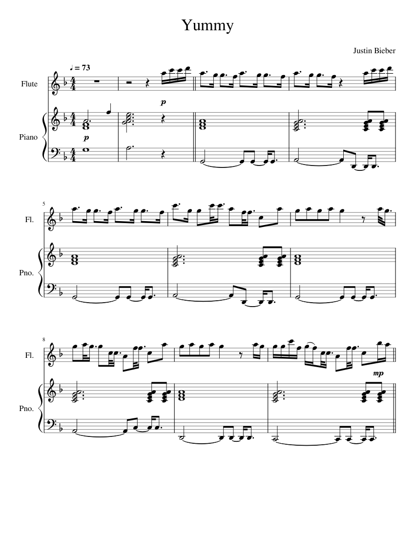 Yummy Sheet music for Piano, Flute (Solo) | Musescore.com