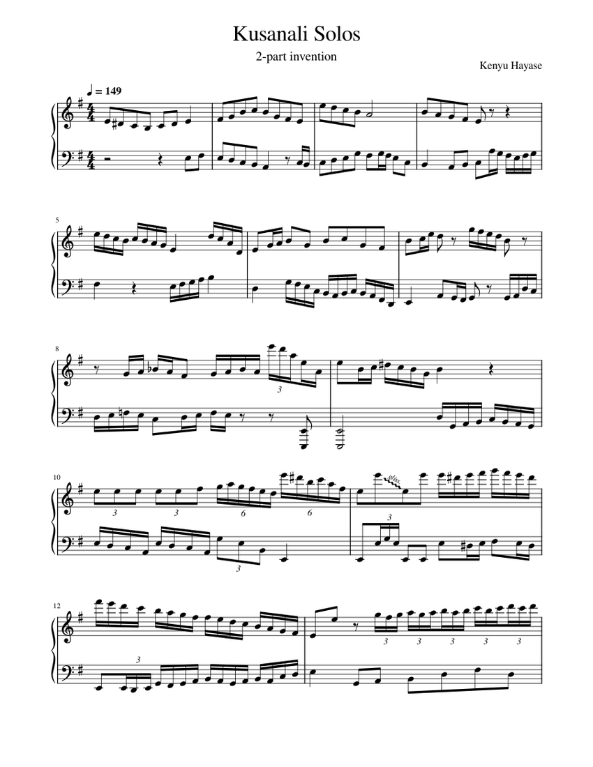 Kusanali Solos Sheet music for Piano (Solo) | Musescore.com