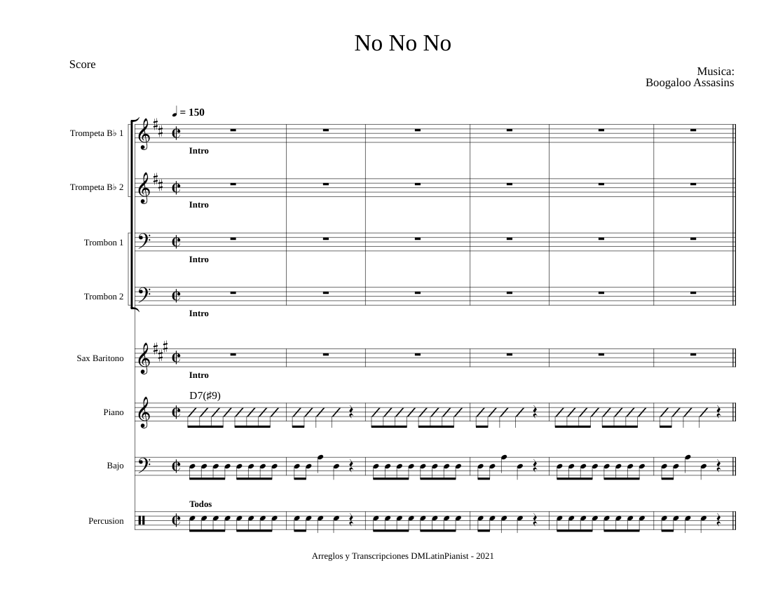 No No No – The Boogaloo Assasins (Salsa) Sheet Music with Chords for ...