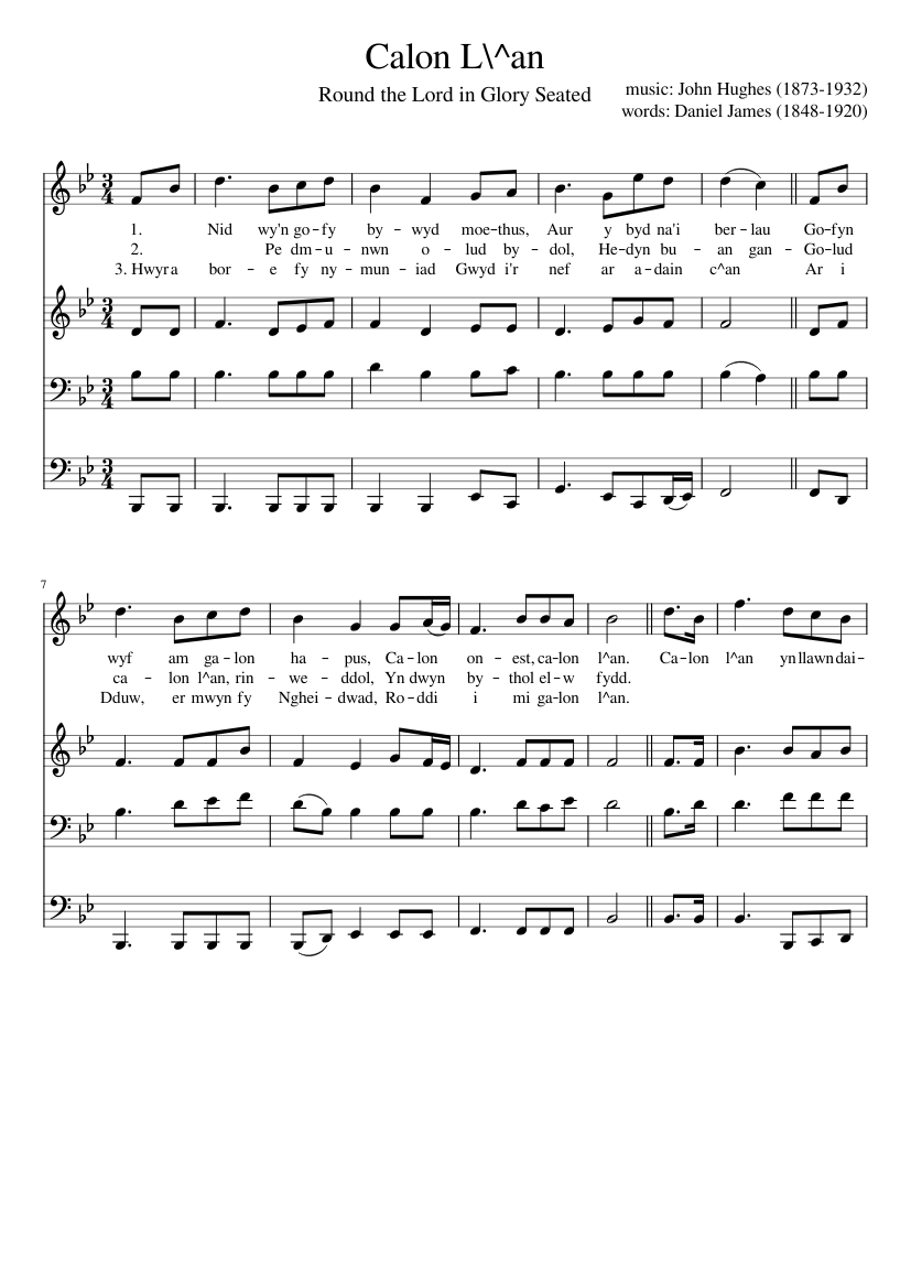 Calon L\^an Sheet music for Piano (Mixed Quartet) | Musescore.com