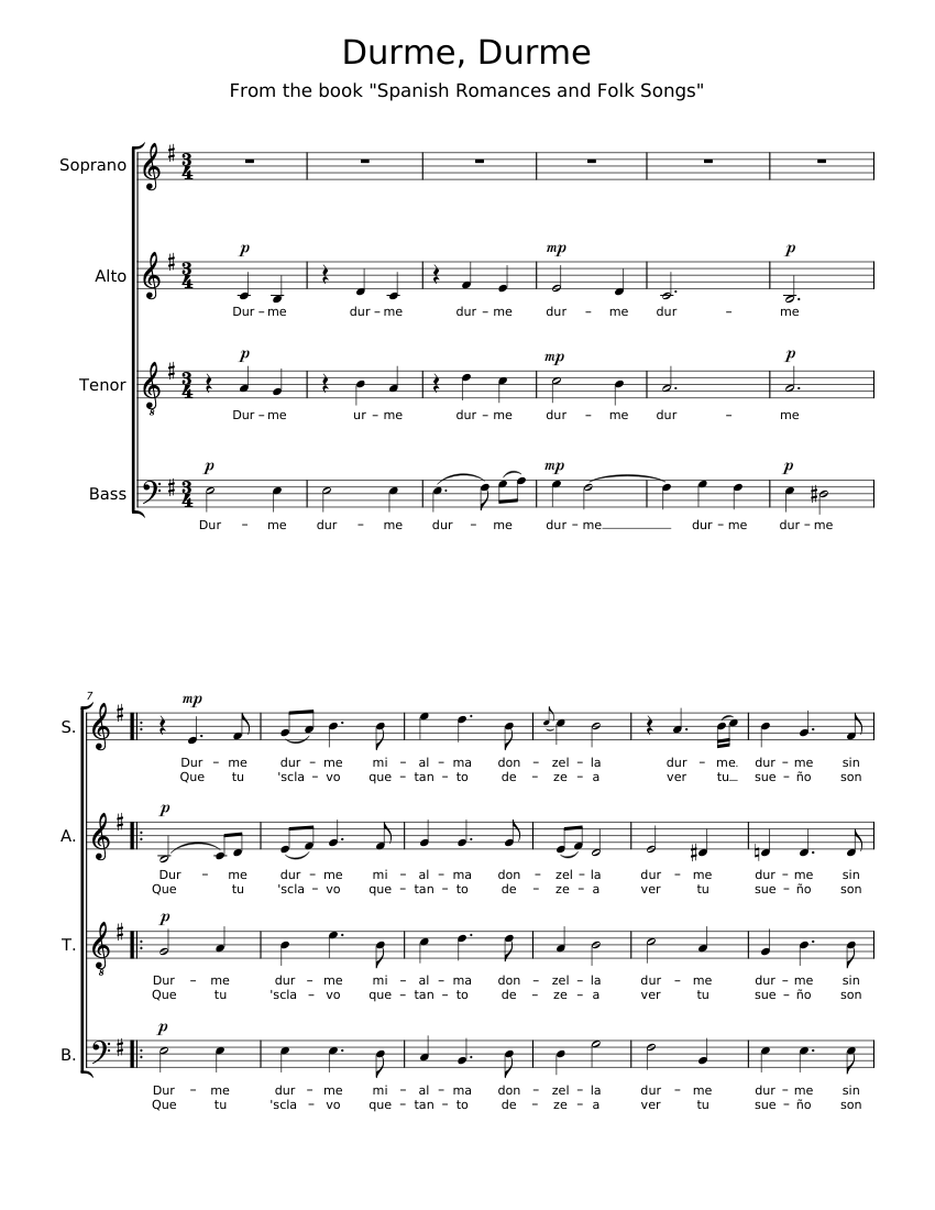 Durme, Durme Sheet music for Vocals (Choral) | Musescore.com