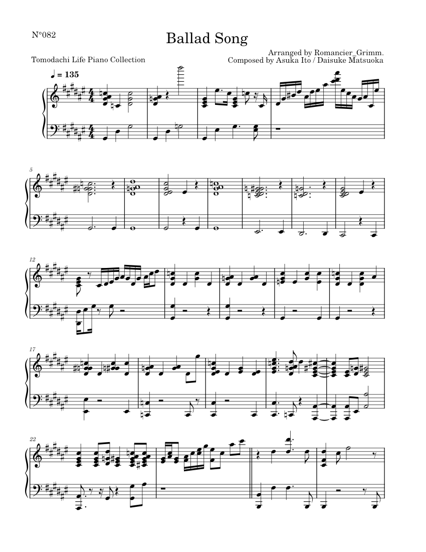 Ballad Song – Daisuke Matsuoka, Asuka Ito 16 - Ballad Song Sheet music ...
