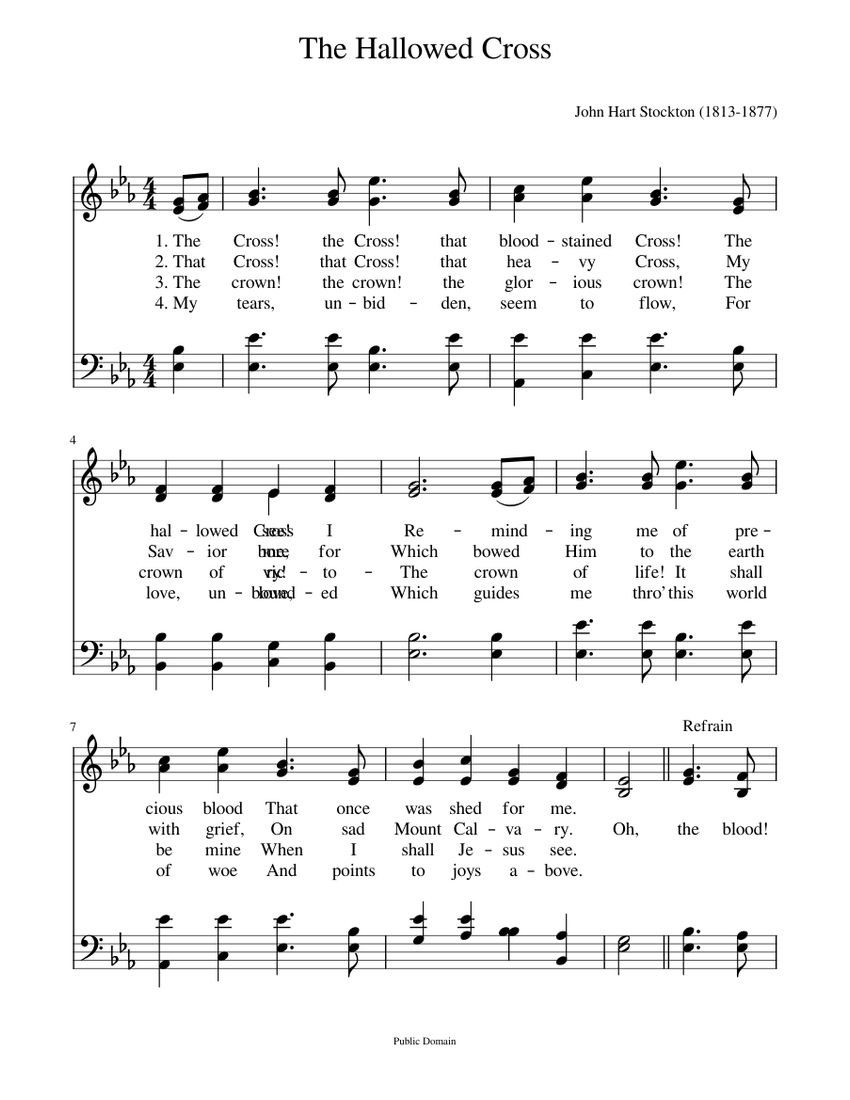 The Cross! the Cross! that blood-stained Cross - John H. Stockton Sheet ...