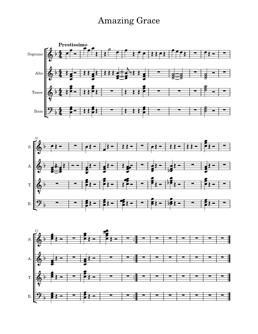 Amazing Grace Sheet music for Soprano, Alto, Tenor, Bass voice (SATB ...