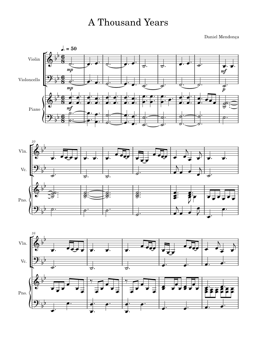 A_Thousand_Years Sheet music for Piano, Violin, Cello (Piano Trio ...