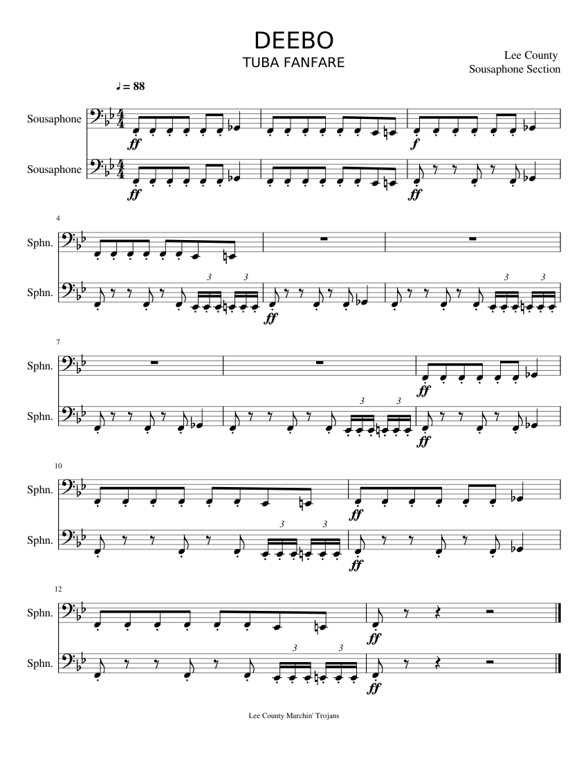 DEEBO Sousaphone Fanfare Sheet music for Brass (other) (Brass Ensemble ...