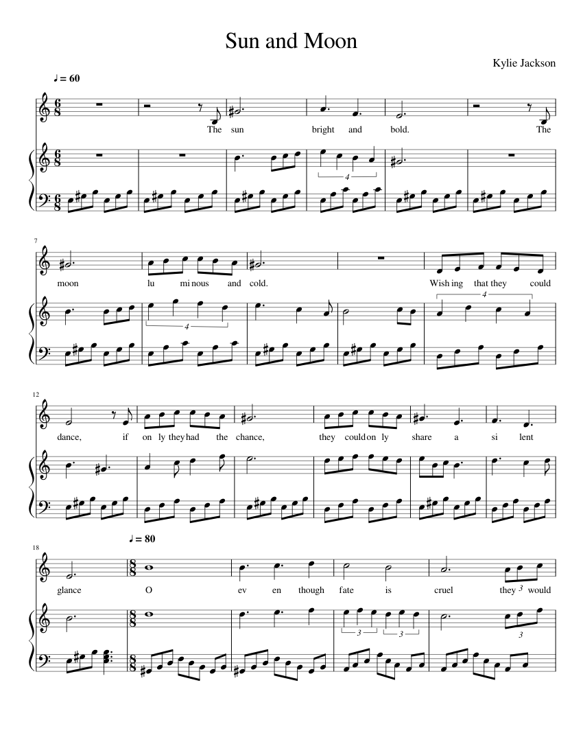 Sun and Moon Sheet music for Piano, Vocals (Solo) | Musescore.com
