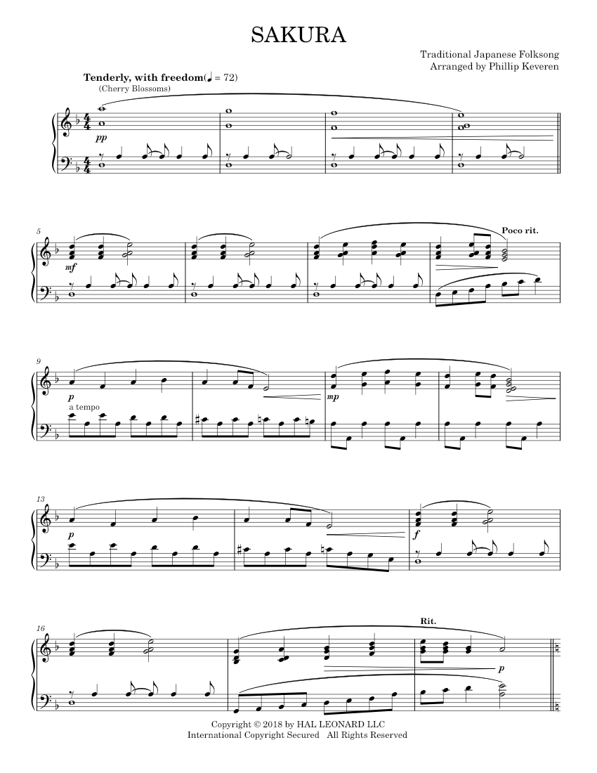 Play Official version of Sakura sakura sheet music by Misc Traditional ...