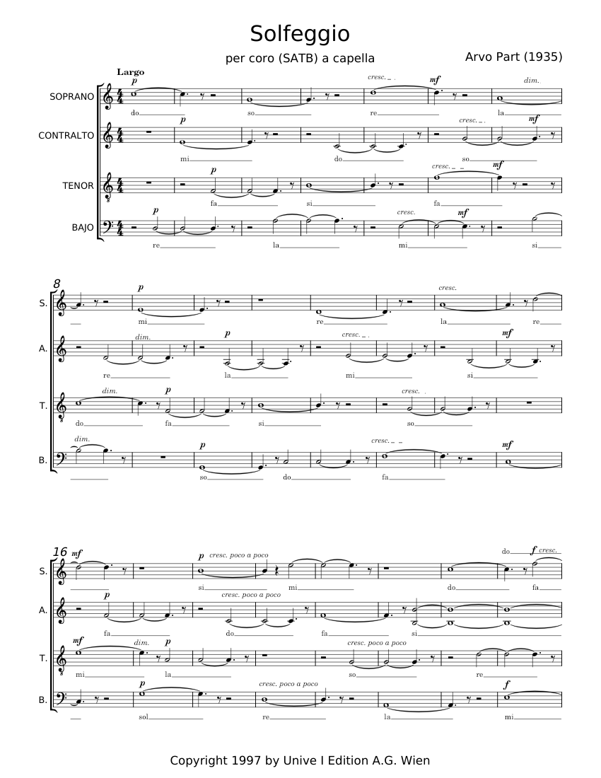 Solfeggio - Arvo Pärt Sheet music for Bass voice, Vocals (Choral) | Musescore.com