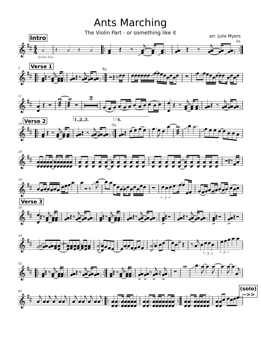Ants Marching - Violin Part Sheet music for Violin (Solo) | Musescore.com