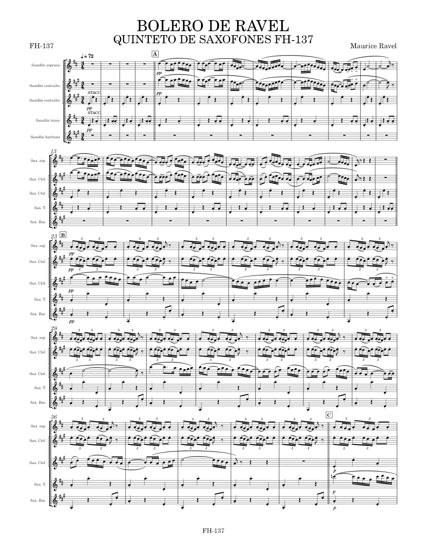 QUINTETO DE SAXOFONES BOLERO DE RAVEL – Maurice Ravel BOLERO DE RAVEL ...