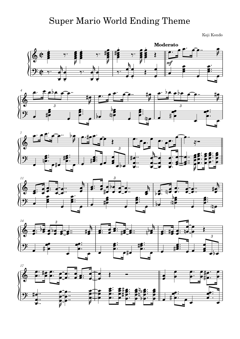 Super Mario World Ending Theme – Koji Kondo Sheet music for Piano (Solo ...