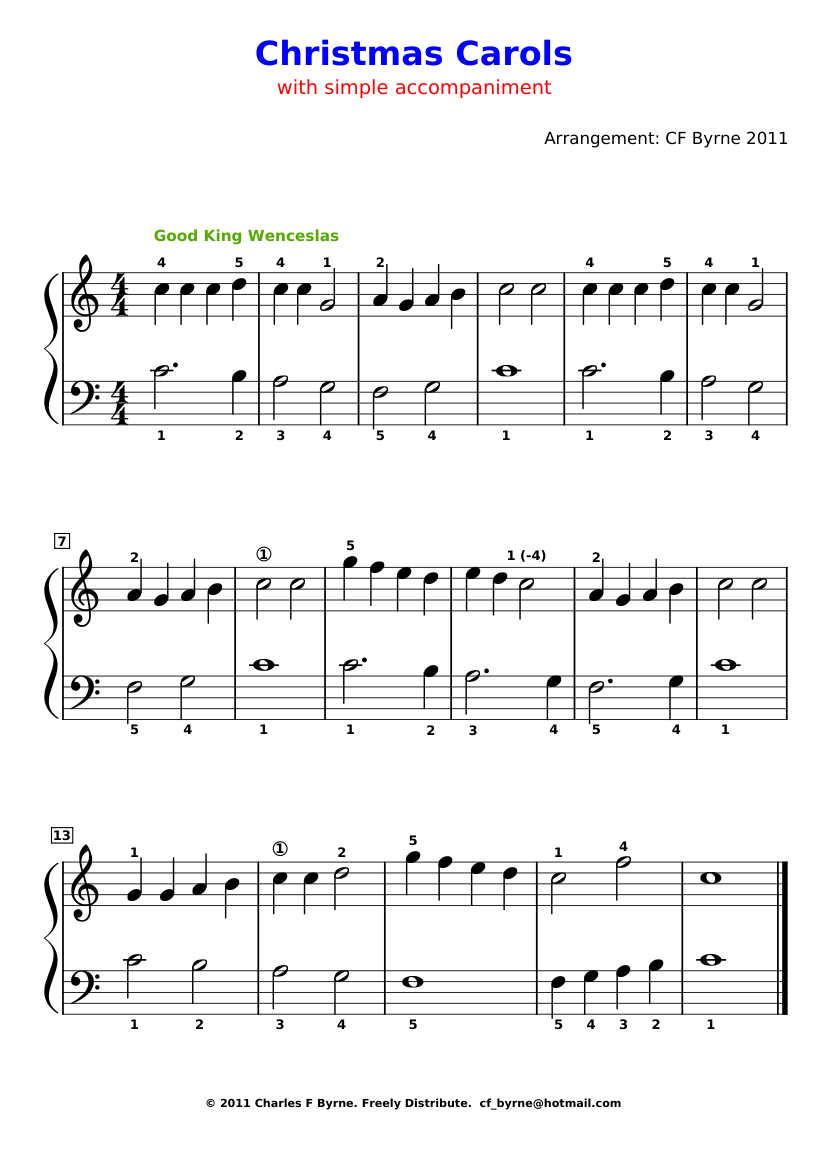 Easy Christmas Piano Sheet Music