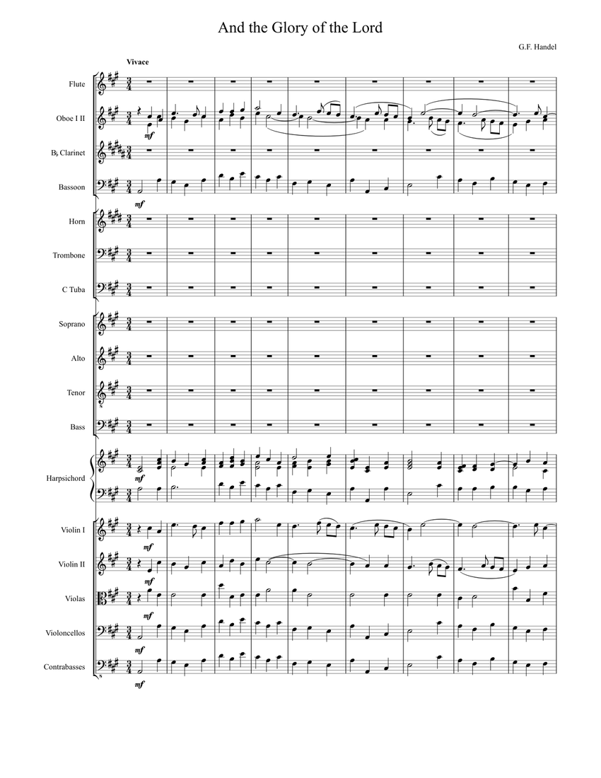 And the Glory of The Lord (From Handel's "Messiah") (Complete Orchestral Score) Sheet music for ...