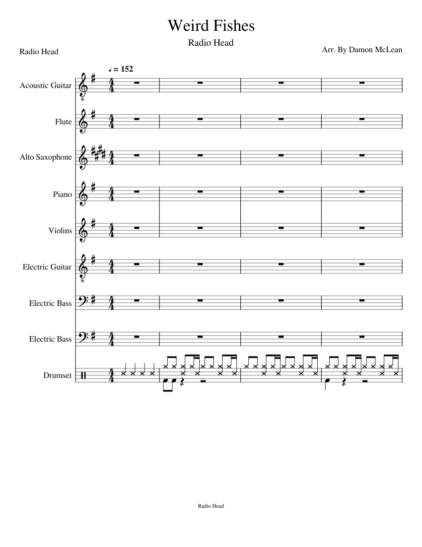 Weird fishes acoustic - Radiohead Sheet music for Piano, Flute ...